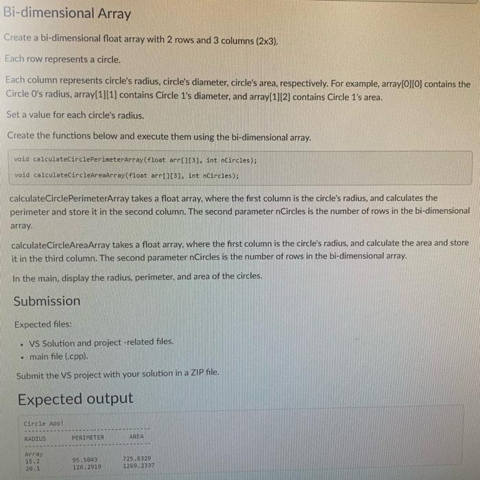 Solved Create a bi-dimensional float array with 2 rows and 3 | Chegg.com