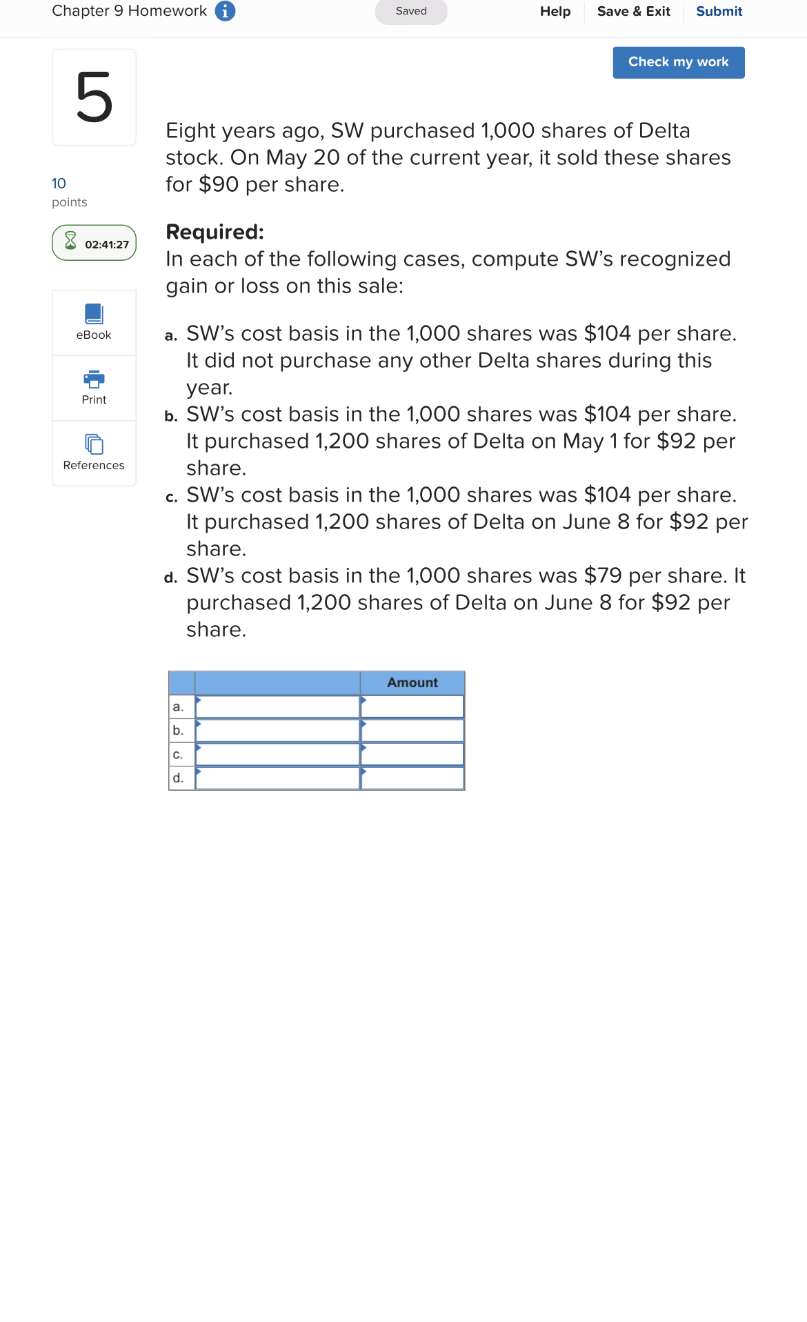 Solved Chapter 9 ﻿Homework (i)SavedHelpSave & | Chegg.com