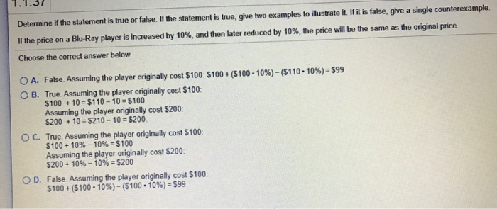 Solved Determine if the statement is true or false. If the | Chegg.com