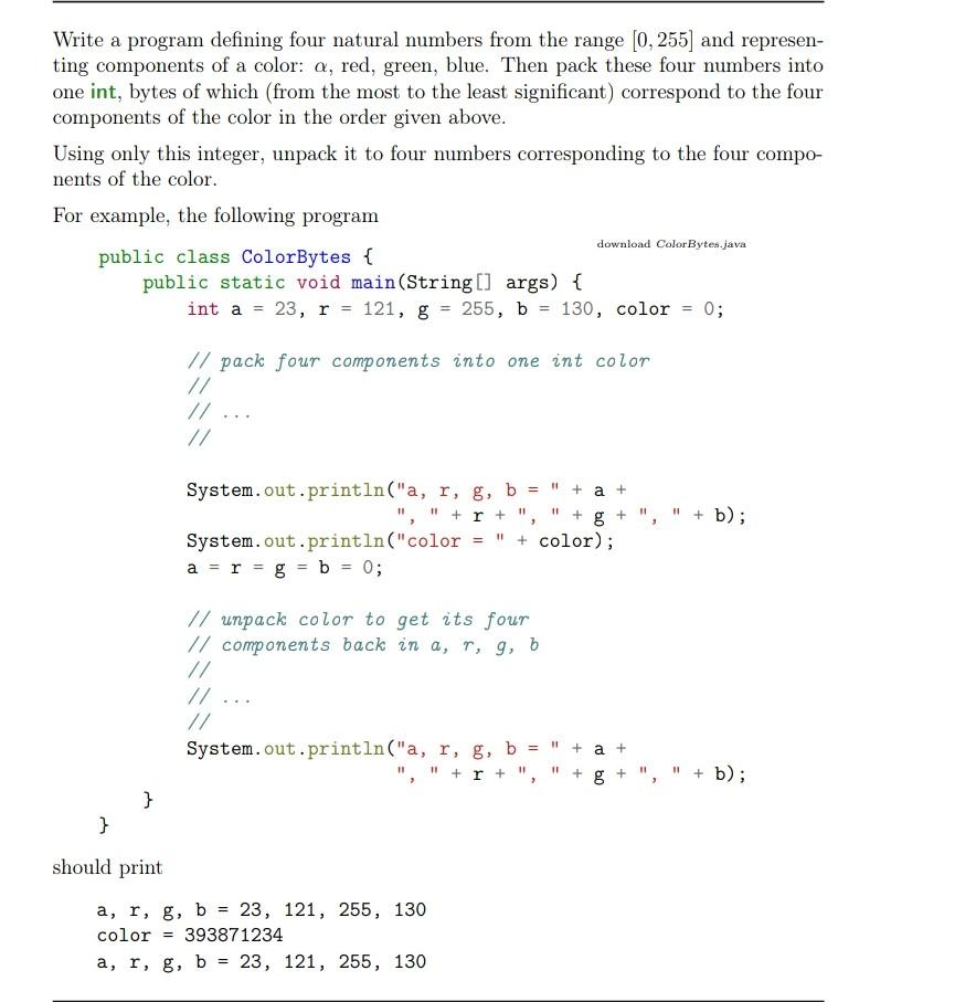 Solved a program defining four natural numbers from the | Chegg.com