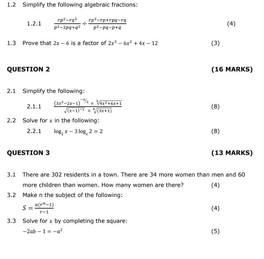 Solved 1.2 Simplify the following algebraic fractions: 1.2.1 | Chegg.com Solved 1.2 Simplify the following algebraic fractions: 1.2.1 | Chegg.com