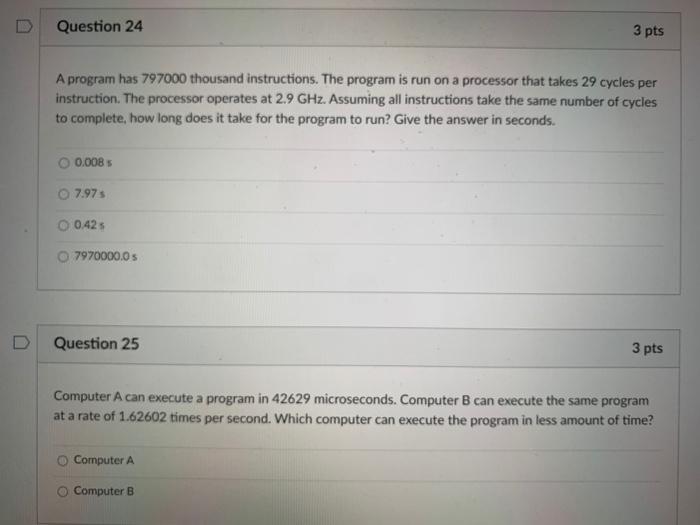 Solved Question 22 3 pts Computer A can execute a program in | Chegg.com