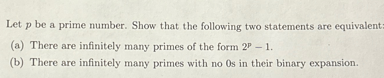 Solved Let p ﻿be a prime number. Show that the following two | Chegg.com