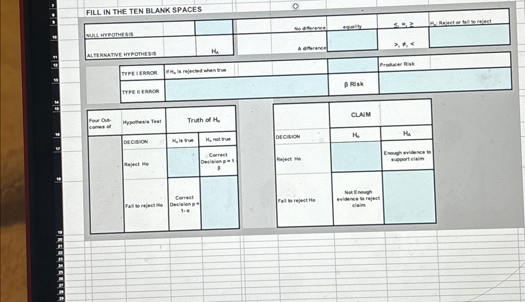 FILL IN THE TEN BLANK SPACES\table[[\table[[Four | Chegg.com