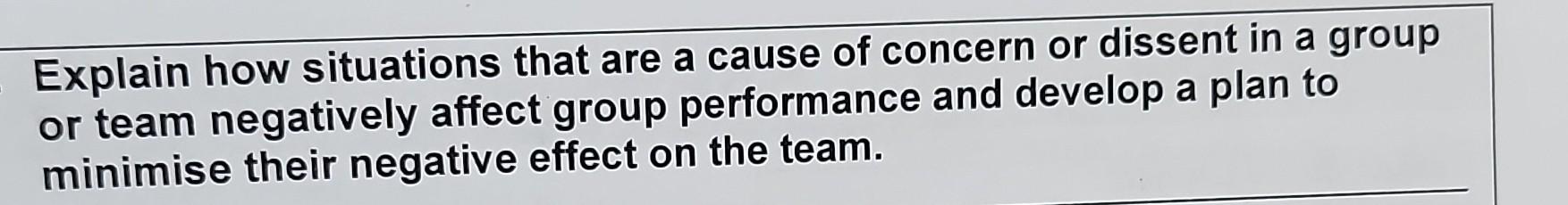 Solved Explain how situations that are a cause of concern or | Chegg.com