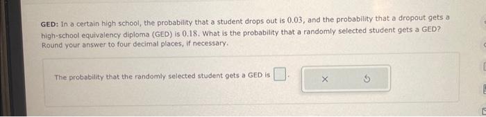 Solved GED: In a certain high school, the probability that a | Chegg.com
