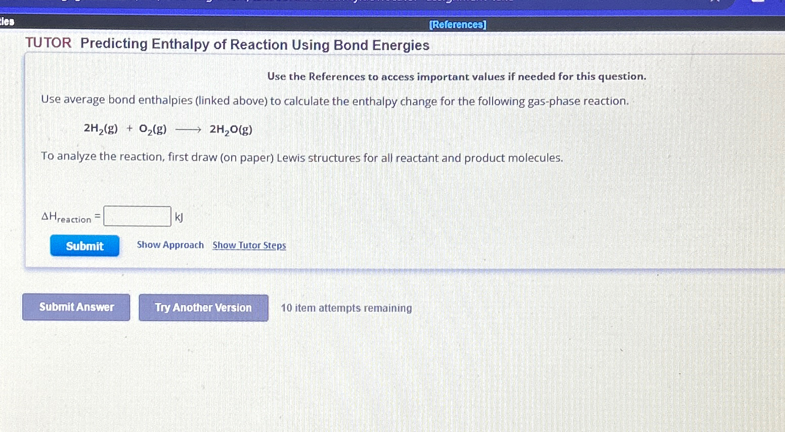 [References]TUTOR Predicting Enthalpy of Reaction | Chegg.com
