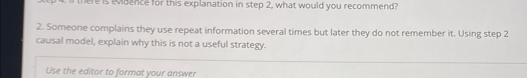 Solved 2 ﻿Someone complains they use repeat information | Chegg.com