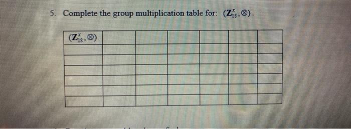 Solved 5. Complete the group multiplication table for: | Chegg.com