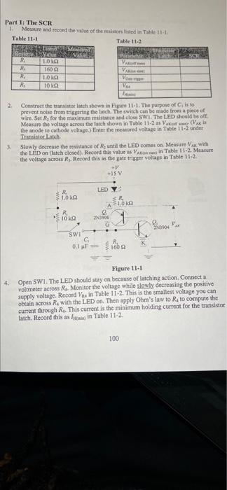 Part 1: The SCR 1. Measure and record the video of | Chegg.com