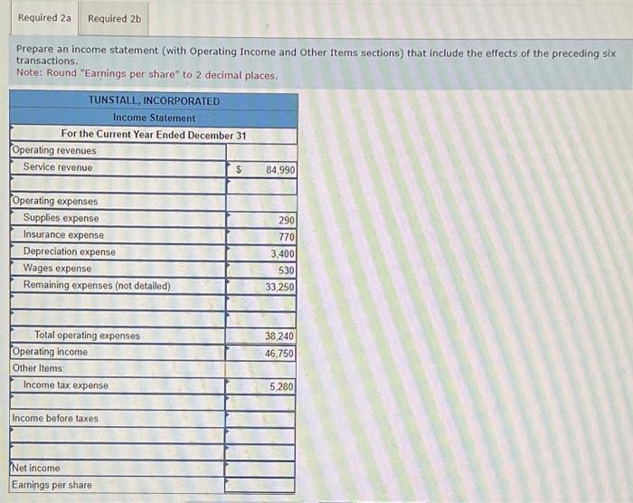 Solved Tunstall, Incorporated, a small service company, | Chegg.com