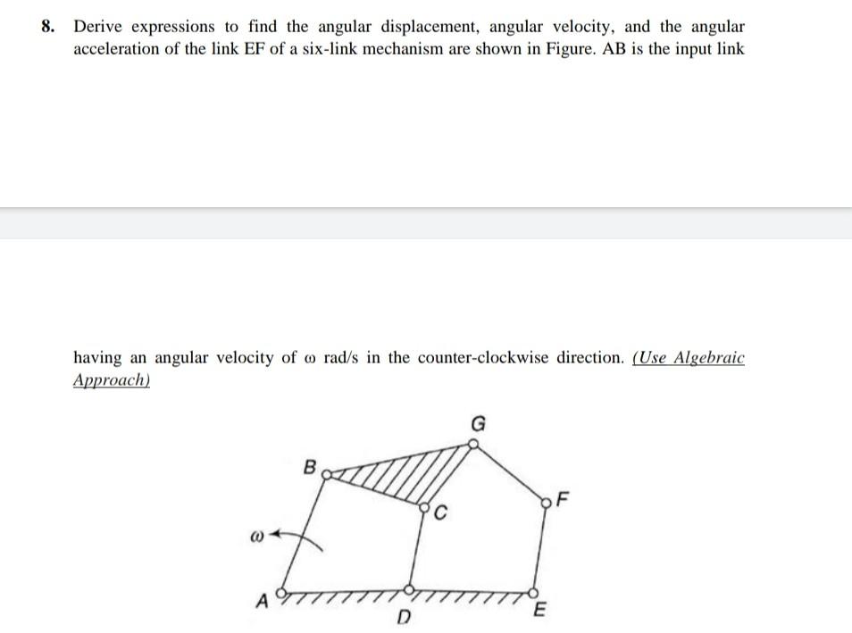 Solved Derive expressions to find the angular displacement, | Chegg.com
