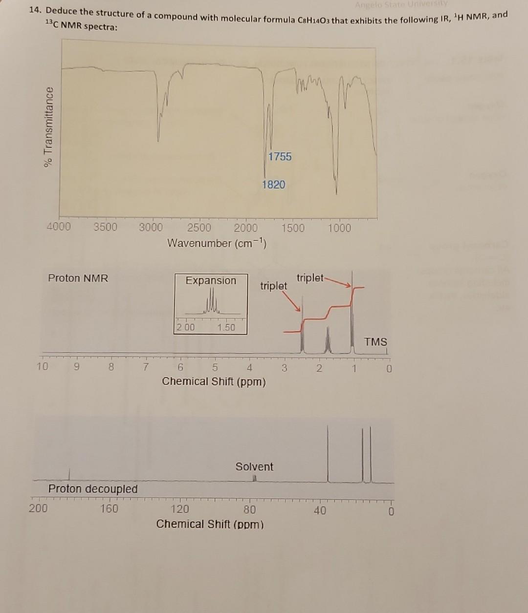 Solved 14. Deduce the structure of a compound with molecular | Chegg.com