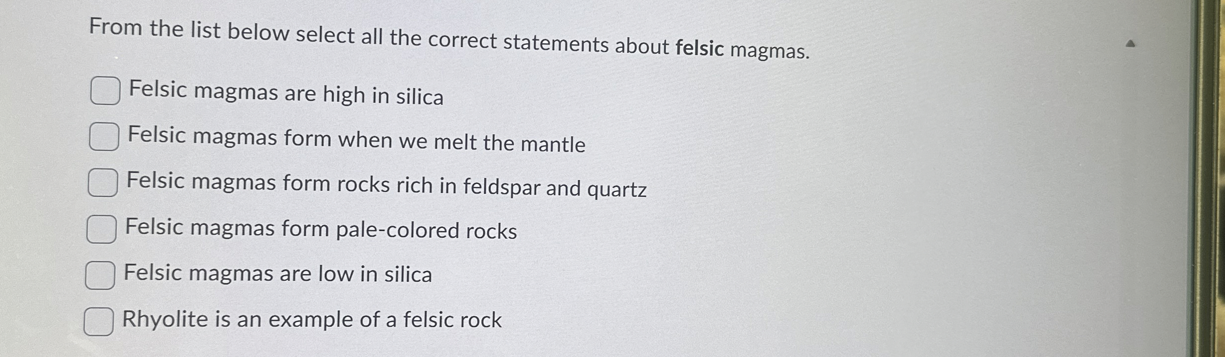 Solved From the list below select all the correct statements | Chegg.com