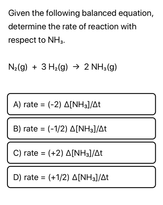 Solved Given the following balanced equation, determine the | Chegg.com