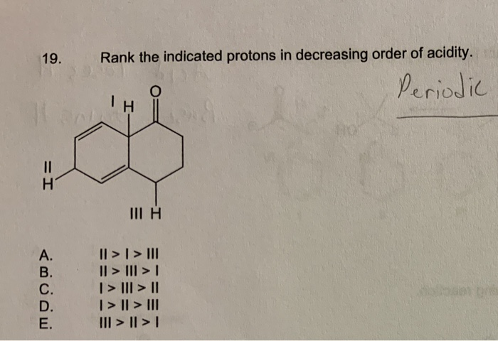 Solved Rank the indicated protons in decreasing order of | Chegg.com