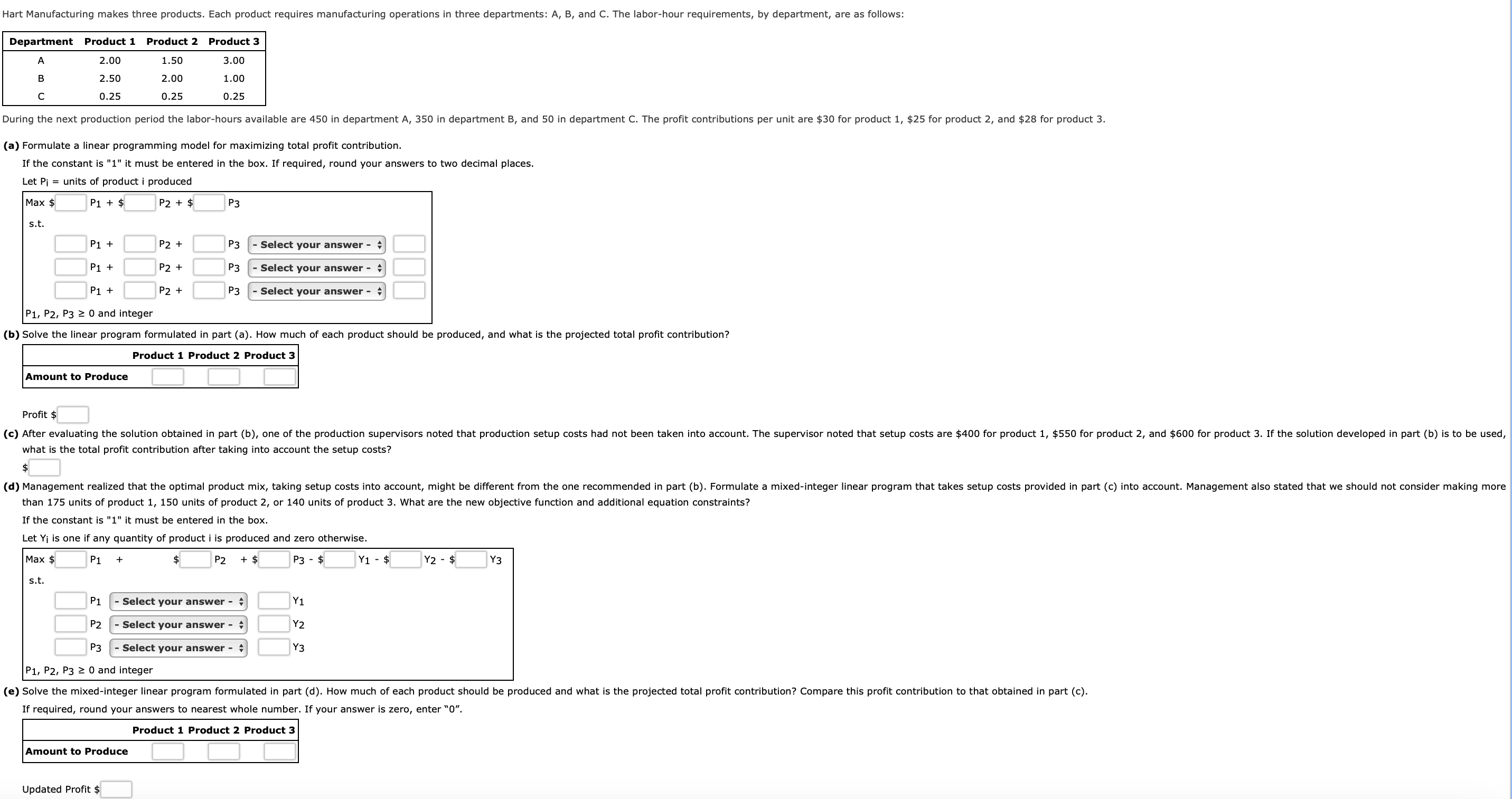Solved (a) ﻿Formulate a linear programming model for | Chegg.com