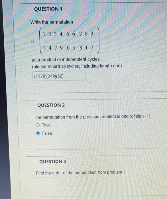 Solved Write The Permutation σ 132437495665788192 As A