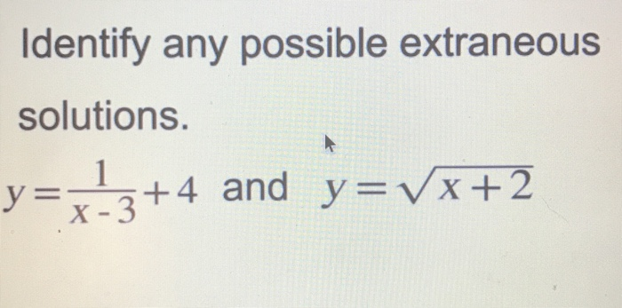 Solved Identify any possible extraneous solutions. 1 y= | Chegg.com