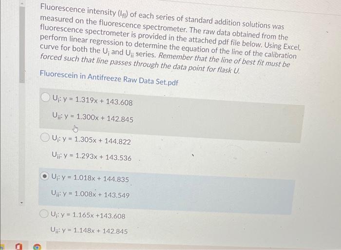 Solved Fluorescence intensity (fi) of each series of | Chegg.com