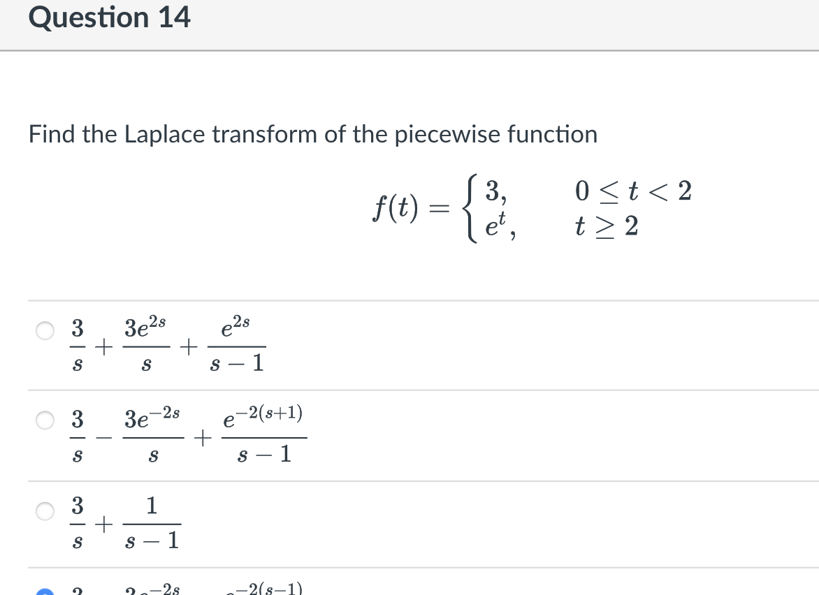 Solved Question 14Find the Laplace transform of the | Chegg.com