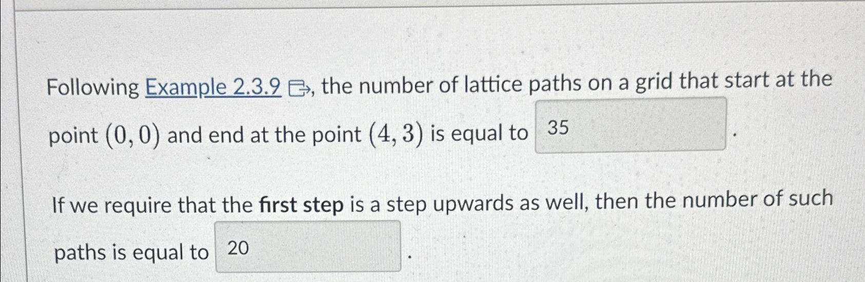 Solved Following Example 2.3.9 ⇆, the number of lattice | Chegg.com