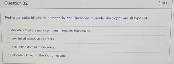 Solved Red-green color blindness, hemophilia, and Duchenne | Chegg.com