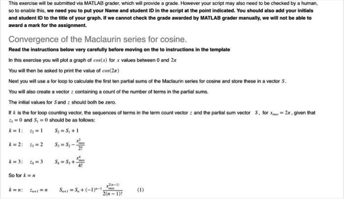 Solved This exercise will be submitted via MATLAB grader, | Chegg.com