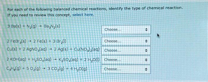 Solved For each of the following balanced chemical | Chegg.com