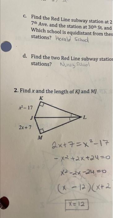 Solved c. Find the Red Line subway station at 2 7th Ave. | Chegg.com