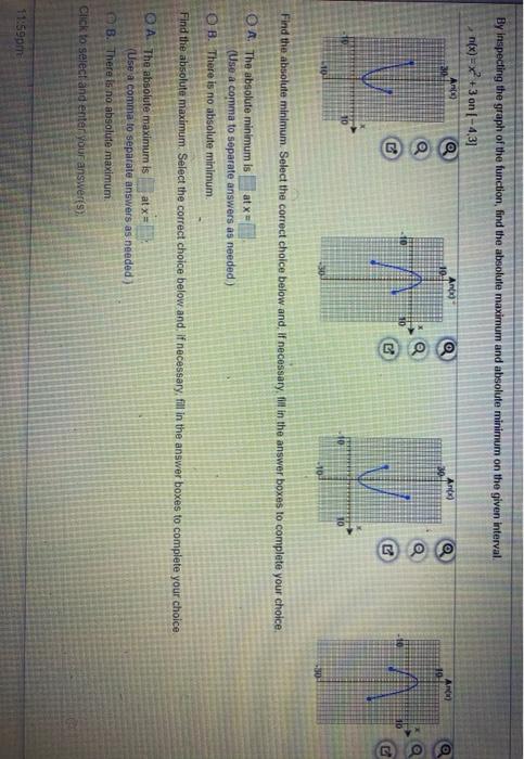 Solved By inspecting the graph of the function, find the | Chegg.com