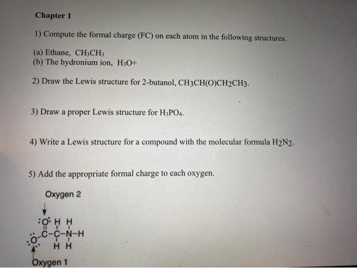 Solved Chapter 1 1) Compute the formal charge (FC) on each | Chegg.com