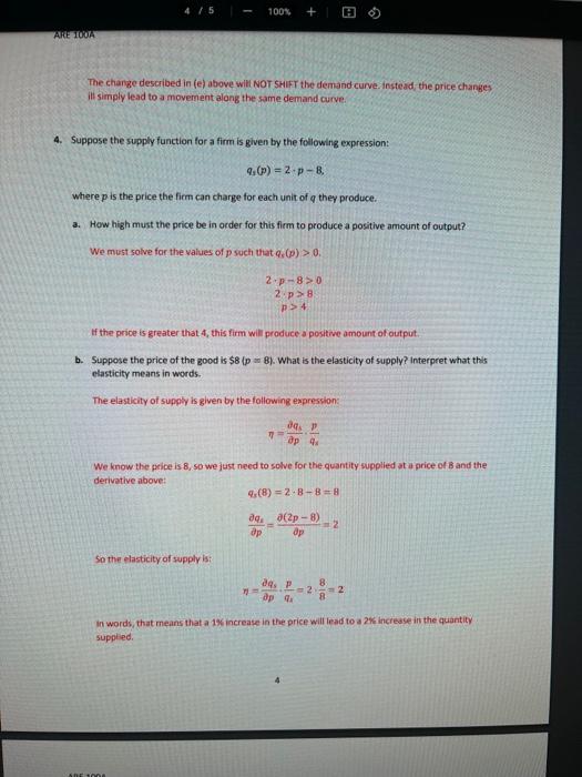 Solved in part b why is the derivative 2 and not 1. isnt | Chegg.com