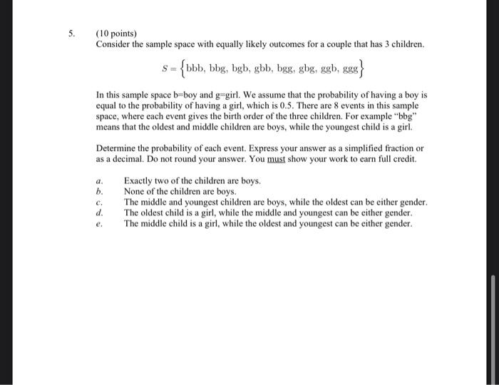 Solved (10 points) Consider the sample space with equally | Chegg.com