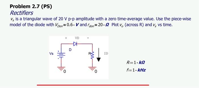 Solved Rectifiers vs is a triangular wave of 20 Vp−p | Chegg.com