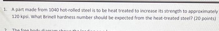 Solved 1. A part made from 1040 hot-rolled steel is to be | Chegg.com