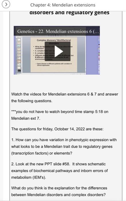 Chapter 4: Mendelian extensions aisorders and | Chegg.com
