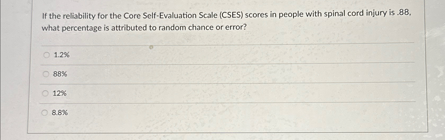 Solved If the reliability for the Core Self-Evaluation Scale | Chegg.com
