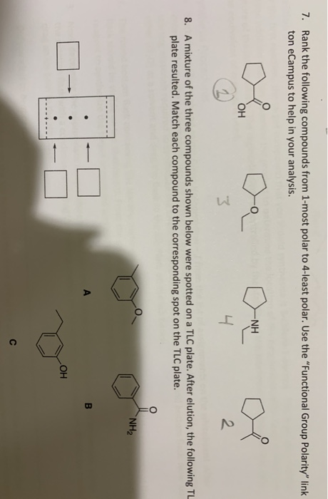 Solved 7. Rank the following compounds from 1-most polar to | Chegg.com