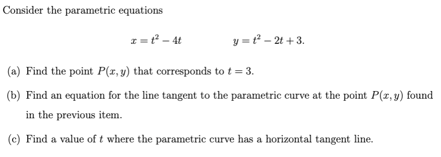 Solved Consider the parametric | Chegg.com
