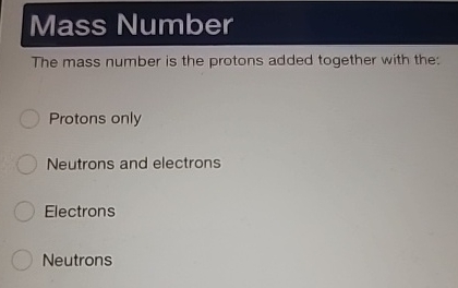 Solved Mass NumberThe mass number is the protons added | Chegg.com