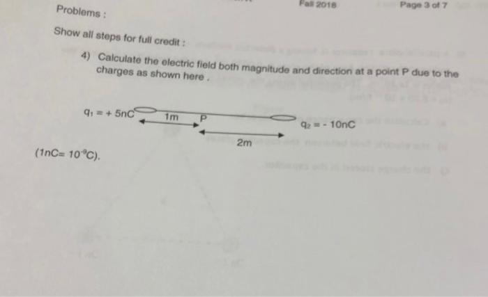 Solved 1) Two Point Charges Of Charge -2c And +4c Are Placed 