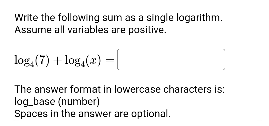 Solved Write the following sum as a single logarithm. Assume | Chegg.com