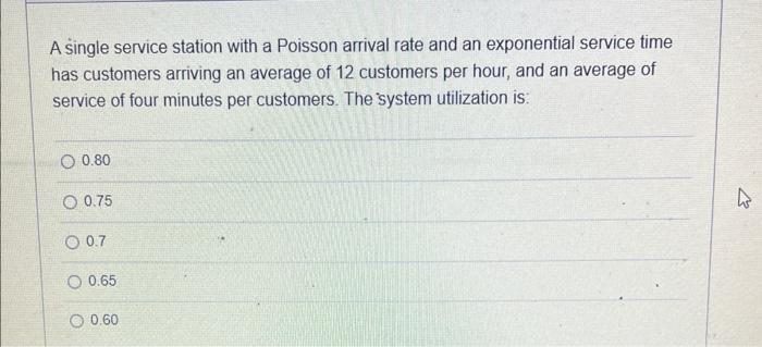 Solved A single service station with a Poisson arrival rate | Chegg.com