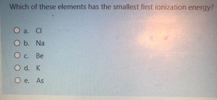 Solved Which of these elements has the smallest first | Chegg.com