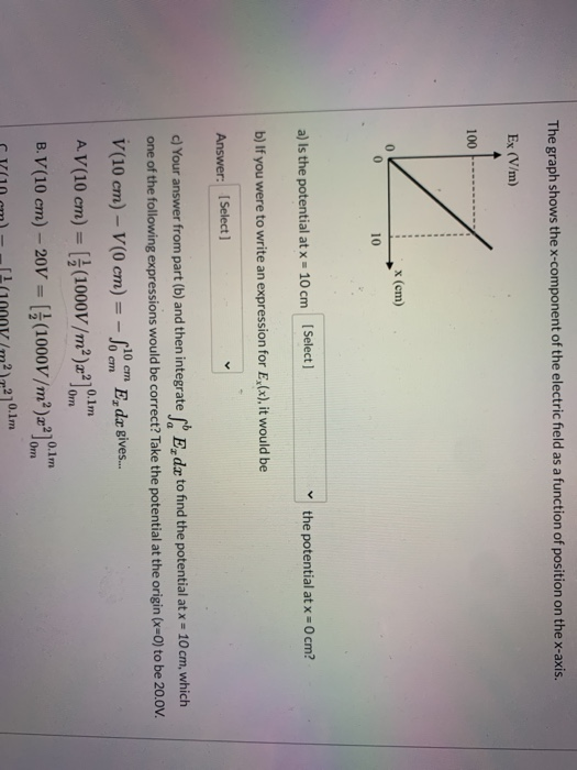 Solved The graph shows the x-component of the electric field | Chegg.com