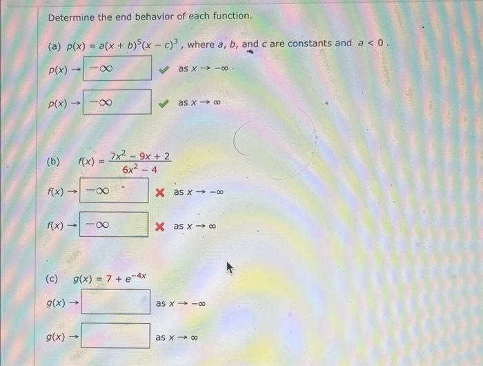 Solved Determine the end behavior of each function. (a) | Chegg.com