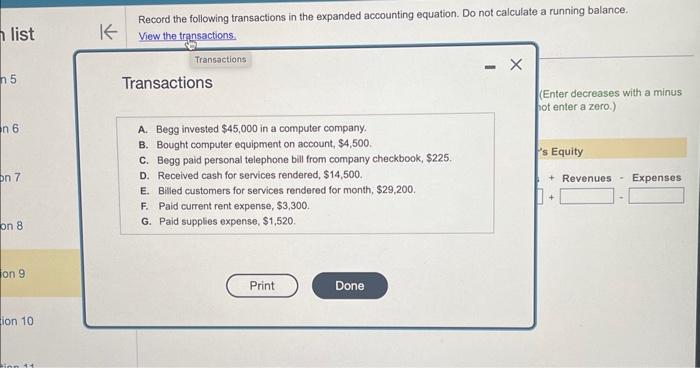 Solved Record the following transactions in the expanded | Chegg.com