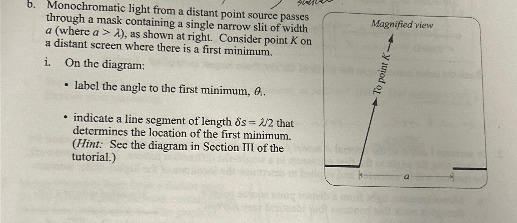 Solved b. ﻿Monochromatic light from a distant point source | Chegg.com