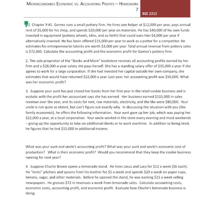 Solved MICROECONOMICS ECONOMIC VS. ACCOUNTING PROFITS - | Chegg.com